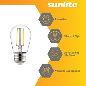 Sunlite 81073-SU LED S14 Filament Style String Light Bulb, ETL Listed, 2 Watts (25W Equivalent), 200 Lumens, Medium Base (E26), Dimmable, 2700K Warm White, 1 Count