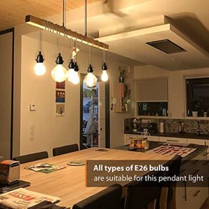 Plug in Hanging Light Fixture, 15FT Pendant Lamp Lights Cord with Switch Cord E26 Bulbs Socket, Industrial DIY Twisted Hemp Rope Overhead Lamps for Farmhouse Bedroom Home Lighting Decors