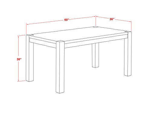 East West Furniture Dining CN6-07-T Wood Kitchen Table Rectangular Tabletop and 60 x 36 x 30-Distressed Jacobean Finish