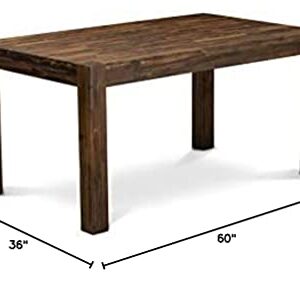 East West Furniture Dining CN6-07-T Wood Kitchen Table Rectangular Tabletop and 60 x 36 x 30-Distressed Jacobean Finish