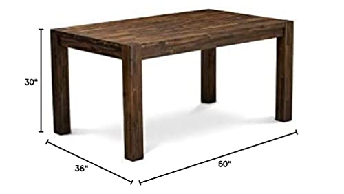 East West Furniture Dining CN6-07-T Wood Kitchen Table Rectangular Tabletop and 60 x 36 x 30-Distressed Jacobean Finish