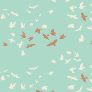 art gallery fabrics art gallery winged aves chatter shine fabric, blue