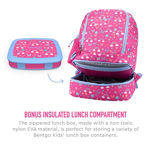 Bentgo 2-in-1 Backpack & Insulated Lunch Bag Set With Kids Prints Lunch Box (Rainbows and Butterflies)