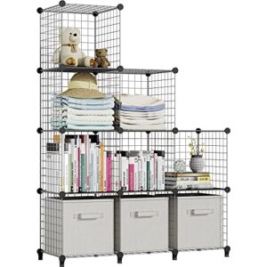 simpdiy storage rack with metal storage mesh 9 cubes bookshelf 37x12.5x49inch large capacity gray simple storage shelves