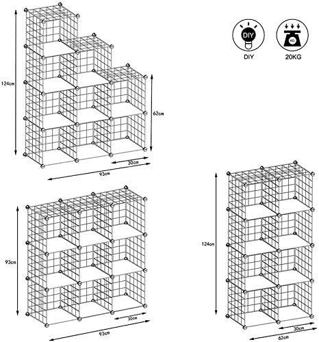 SIMPDIY Storage Rack with Metal Storage Mesh 9 Cubes Bookshelf 37x12.5x49INCH Large Capacity Gray Simple Storage Shelves