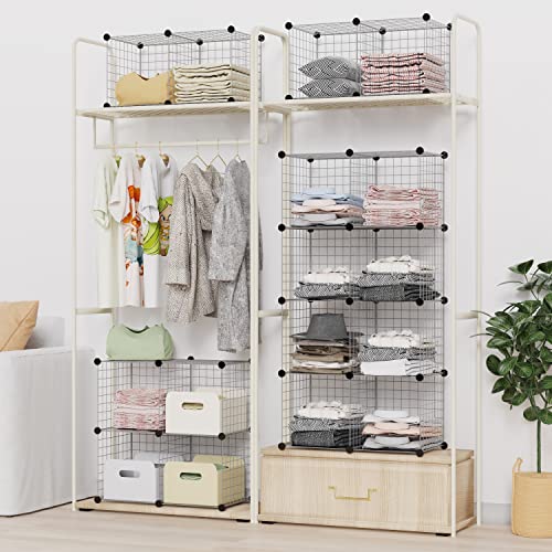 SIMPDIY Storage Rack with Metal Storage Mesh 9 Cubes Bookshelf 37x12.5x49INCH Large Capacity Gray Simple Storage Shelves