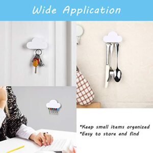 4 Pieces Magnetic Key Holder Cloud Magnetic Wall Key Rack Organizer Key Chains Hooks with Adhesive for Wall Door, Entryway, Foyer (White)