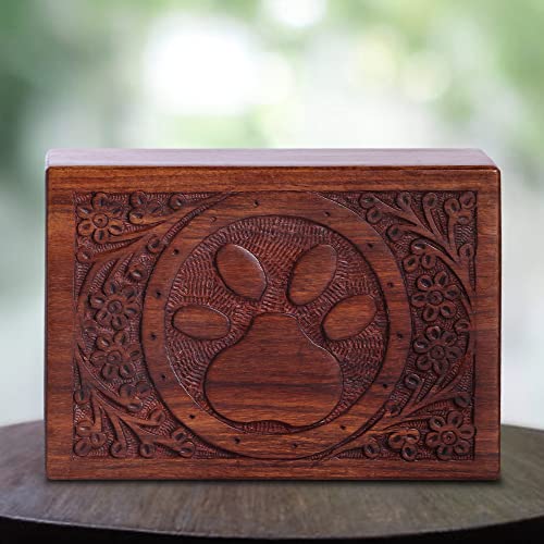 EARTHLY HOME Keepsake Urn for Ashes, Wooden Urn for Human Pet Ash, Funeral Cremation Urn for Ashes Cat Dog Urn, Urns Box for Kids Men Adult, Dog Ashes Urn - Small (6 X 4 X 2.75 inches), Bordered