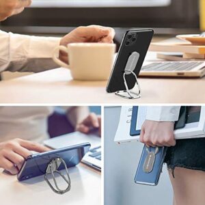 Foldable Cell Phone Stand for Desk, Adjustable Cellphone Ring Holder Finger Kickstand for Office Desktop & Magnetic Car Mount, Rotatable Multi-Angle Hand Grip for iPhone 14 and Smartphones Back Case