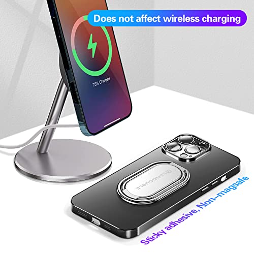 Foldable Cell Phone Stand for Desk, Adjustable Cellphone Ring Holder Finger Kickstand for Office Desktop & Magnetic Car Mount, Rotatable Multi-Angle Hand Grip for iPhone 14 and Smartphones Back Case