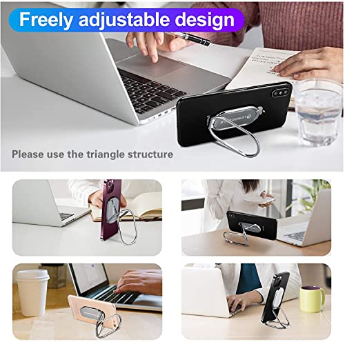 Foldable Cell Phone Stand for Desk, Adjustable Cellphone Ring Holder Finger Kickstand for Office Desktop & Magnetic Car Mount, Rotatable Multi-Angle Hand Grip for iPhone 14 and Smartphones Back Case