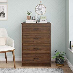 mainstay classic 4 drawer dresser, walnut finish