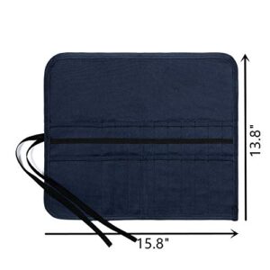 Denifiter Artist Paint Brushes Organize Pouch, 16 OZ Waxed Cotton Canvas Pencil Case (Blue)