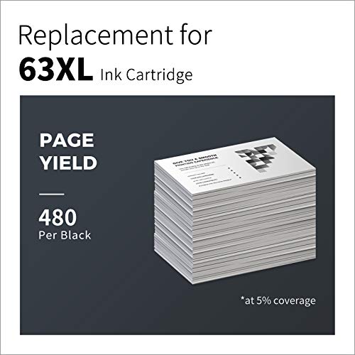 63XL LEMEROUEXPECT Remanufactured Ink Cartridge Replacement for HP 63XL 63 XL F6U64AN for OfficeJet 5255 3830 5258 4650 Envy 4520 4512 OfficeJet 4655 4652 Deskjet 3636 1112 2132 Printer Black, 2P