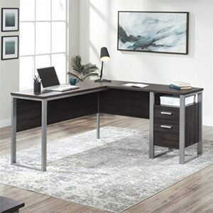 Sauder Rock Glen L-Desk, L: 59.84" x W: 57.32" x H: 29.65", Blade Walnut Finish