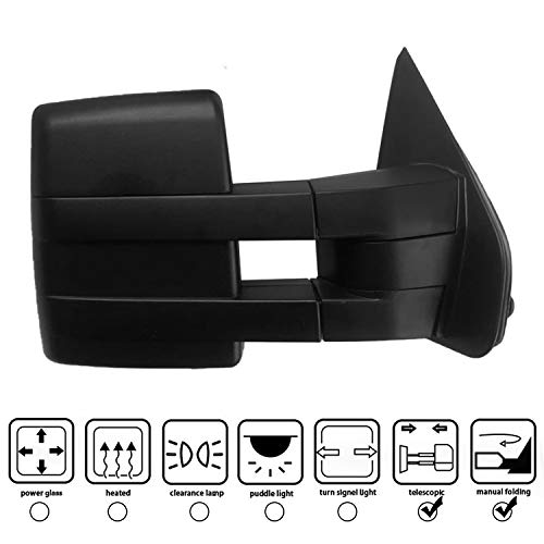 Perfit Zone Towing Mirrors Replacement Compatible With FORD F150 2004-2014 Manual Black Pair Set