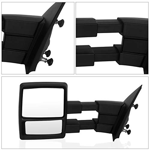 Perfit Zone Towing Mirrors Replacement Compatible With FORD F150 2004-2014 Manual Black Pair Set