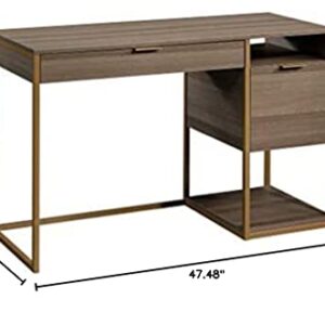 Sauder International Lux Single Pedestal Home Office Desk, L: 47.48" x W: 20.00" x H: 29.72", Diamond Ash Finish