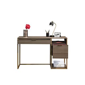 Sauder International Lux Single Pedestal Home Office Desk, L: 47.48" x W: 20.00" x H: 29.72", Diamond Ash Finish