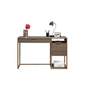 Sauder International Lux Single Pedestal Home Office Desk, L: 47.48" x W: 20.00" x H: 29.72", Diamond Ash Finish