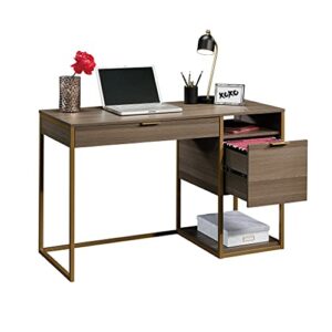 Sauder International Lux Single Pedestal Home Office Desk, L: 47.48" x W: 20.00" x H: 29.72", Diamond Ash Finish