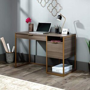 Sauder International Lux Single Pedestal Home Office Desk, L: 47.48" x W: 20.00" x H: 29.72", Diamond Ash Finish