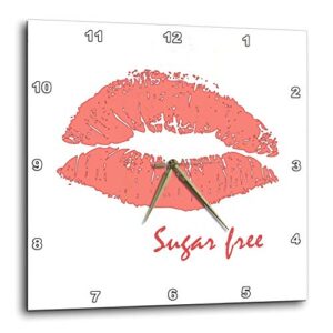 3drose coral color female lips on white. a text sugar free. romantic... - wall clocks (dpp_325817_3)