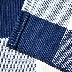 USTIDE Buffalo Plaid Check Rug Navy Blue and White Cotton Rugs 23.6"x35.4"Washable Hand Woven Outdoor Rugs Layered Doormats for Porch Kitchen Farmhouse