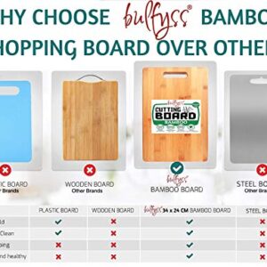 Bulfyss Large Natural Bamboo Wood Chopping Cutting Board For Kitchen Vegetables, Fruits & Cheese, Bpa Free, Eco-Friendly, Anti-Microbial Standard Natural Bamboo Standard Natural Bamboo