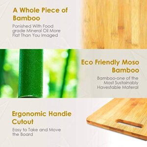 Bulfyss Large Natural Bamboo Wood Chopping Cutting Board For Kitchen Vegetables, Fruits & Cheese, Bpa Free, Eco-Friendly, Anti-Microbial Standard Natural Bamboo Standard Natural Bamboo