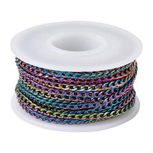 16.4 feet stainless steel curb chain colorful unwelded twisted cable necklace chain link with spool 3x4.5mm for bracelet jewelry making