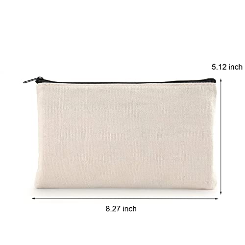 Yarlung 20 Pack Canvas Zipper Pouch, 8x5 Inches Blank DIY Craft Pencil Case Multipurpose Makeup Bags for Pen, Cosmetic, Invoice Bill, Travel Toiletry, Black Zippers