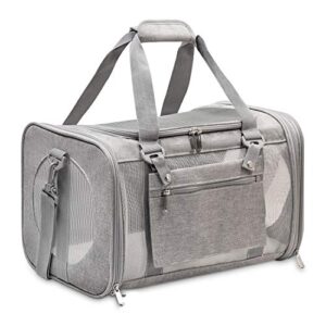 prodigen pet carrier airline approved pet carrier dog carriers for small dogs, cat carriers for small cats medium cats, small pet carrier small dog carrier cat pet travel carrier -gray,m