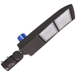 led parking lot lights 300w, dusk to dawn photocell sensor included, surge protection built-in led shoebox area pole lights, 1-10v dimmable, 5000k, 100-277v ac slip fitter mount