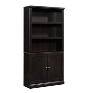 sauder miscellaneous bookcase with doors, l: 35.28" x w: 13.23" x h: 69.76", estate black finish