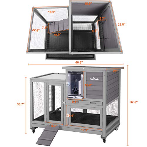 Rabbit Cage Indoor Rabbit Hutch Bunny Hutch Outdoor, Guinea Pig Cages with Removable Bottom Wire Netting - Easy Clean