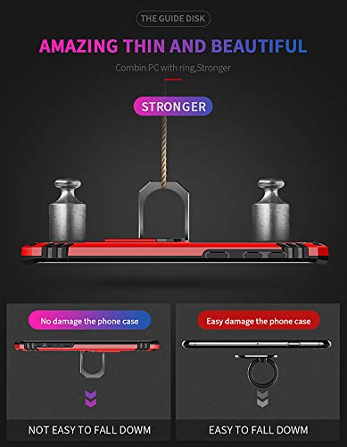 Samsung Galaxy S10 Plus Case with HD Screen Protectors, Androgate Military-Grade Metal Ring Holder Kickstand 15ft Drop Tested Shockproof Cover Case for Samsung Galaxy S10+ (2019) Red