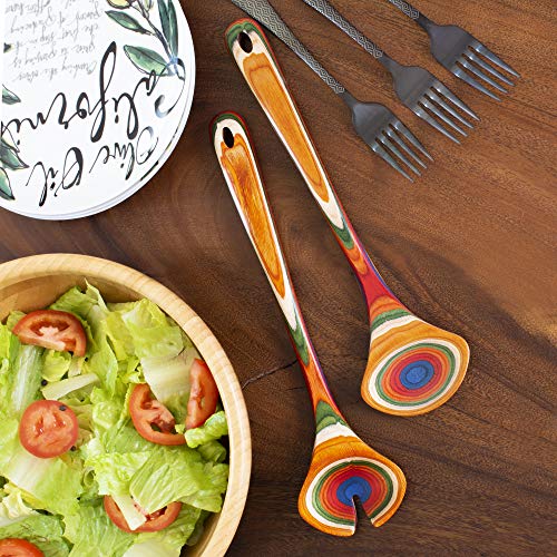 Baltique Marrakesh Collection Wooden Salad Serving Utensils Set, 11-3/4" Long