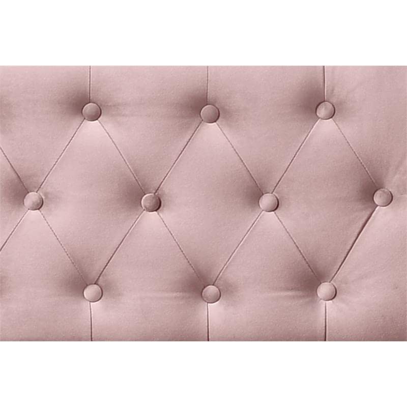 Acme Furniture Twin Fully Upholstered Daybed with Trundle and Button-Tufted Back Panel, Pink Velvet