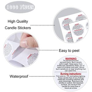 1000 Pieces Candle Warning Labels, 1.5 Inch Candle Jar Container Stickers, Candle Safety Labels Candle Warning Sticker Decals for Candle Making DIY Candle Jars (White)