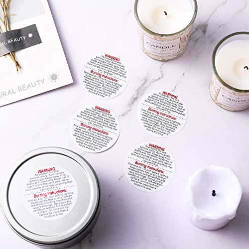 1000 Pieces Candle Warning Labels, 1.5 Inch Candle Jar Container Stickers, Candle Safety Labels Candle Warning Sticker Decals for Candle Making DIY Candle Jars (White)