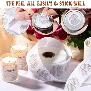 1000 Pieces Candle Warning Labels, 1.5 Inch Candle Jar Container Stickers, Candle Safety Labels Candle Warning Sticker Decals for Candle Making DIY Candle Jars (White)