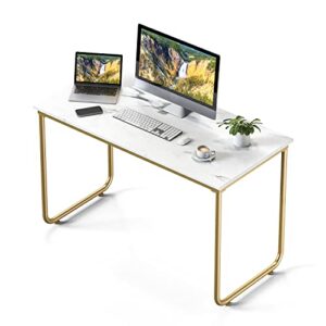 dorriss computer desk,home office desks, 47" writing desk,computer table,white and gold desk, white faux marble desk,gold metal frame, modern white computer desk for home office (white marble+gold)