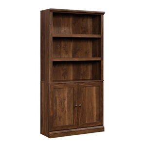 sauder miscellaneous bookcase with doors, l: 35.28" x w: 13.23" x h: 69.76", grand walnut finish