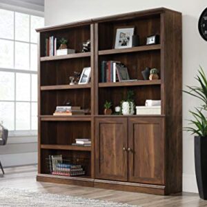 Sauder Miscellaneous Bookcase with Doors, L: 35.28" x W: 13.23" x H: 69.76", Grand Walnut finish