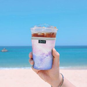 Beautyflier Reusable Iced Coffee Cup Insulator Sleeve for Cold Drinks Beverages and Hot Coffee Neoprene Cup Holder for Starbucks Coffee Dunkin Donuts More (Starry Sky)