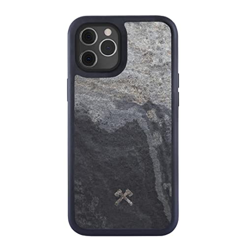 WOODCESSORIES - Real Stone Case Compatible with iPhone 12/12 Pro, EcoBump Stone (Camo Grey)