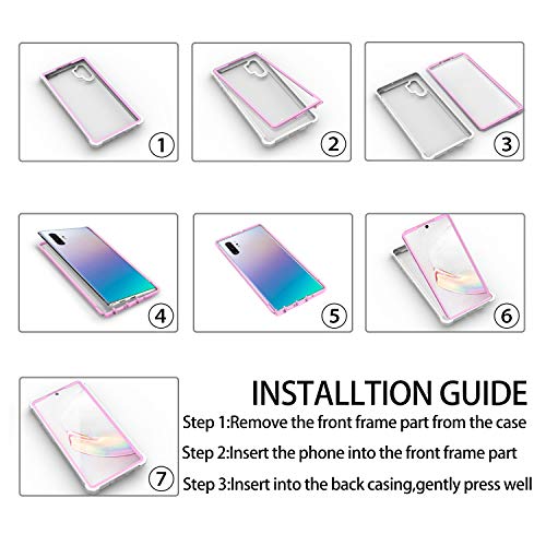 KSELF Case for Samsung Galaxy Note 10 Case with Screen Protector, Full Body Protective Hybrid Dual Layer Shockproof Acrylic Back Case Cover for Galaxy Note 10 5G 6.3 inch (White Pink)