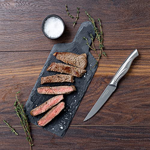 nuovva Kitchen Steak Knife Set - Steak Knives with Serrated Edge - Durable Stainless-Steel Steak Knives Set of 4 with Gift Box – Ergonomic Handle for Comfortable Grip