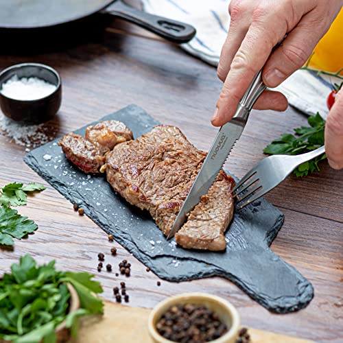 nuovva Kitchen Steak Knife Set - Steak Knives with Serrated Edge - Durable Stainless-Steel Steak Knives Set of 4 with Gift Box – Ergonomic Handle for Comfortable Grip